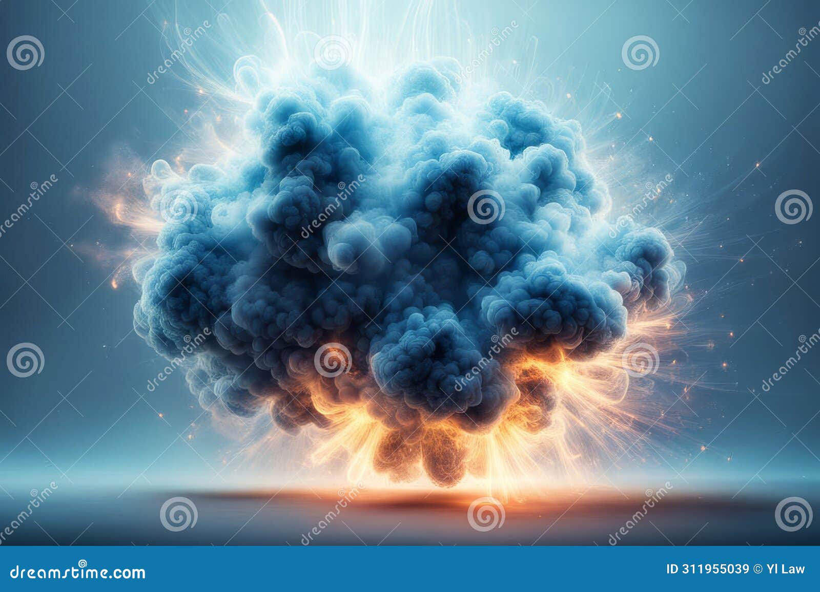 Futuristic Technology Blue Smoke Explosion Background Stock ...