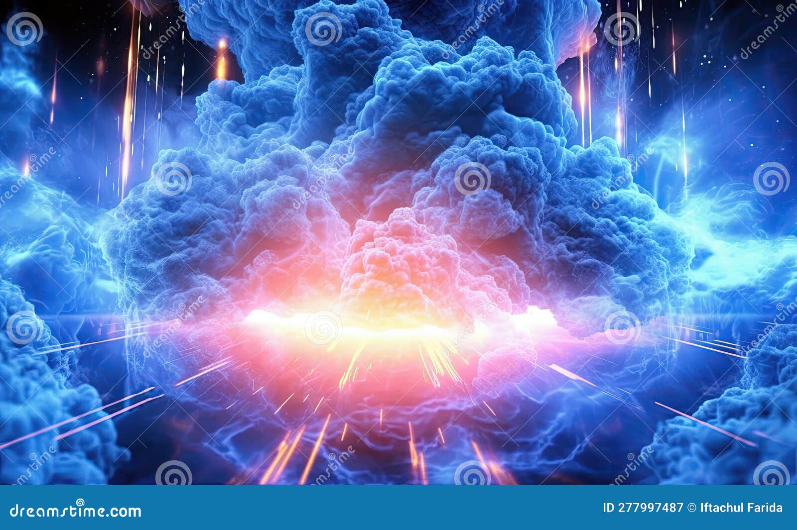 Futuristic Technology Blue Smoke Explosion Background Design with ...