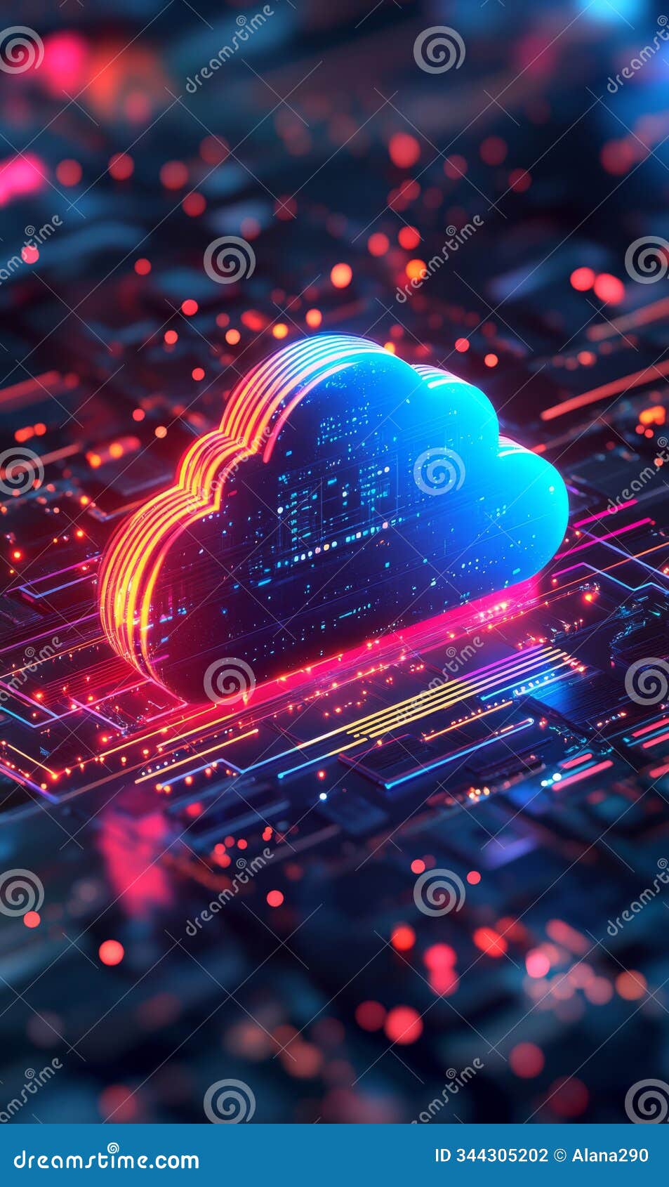 Futuristic Technology Concept, Cloud Computing Concept. Cloud Symbol ...