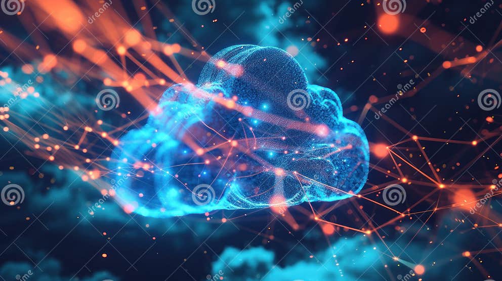 Futuristic Technology Concept, Cloud Computing Concept. Technological Interface and Clouds Stock ...