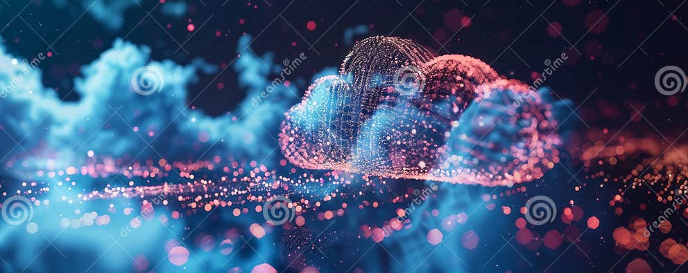 Futuristic Technology Concept, Cloud Computing Concept. Technological Interface and Clouds Stock ...