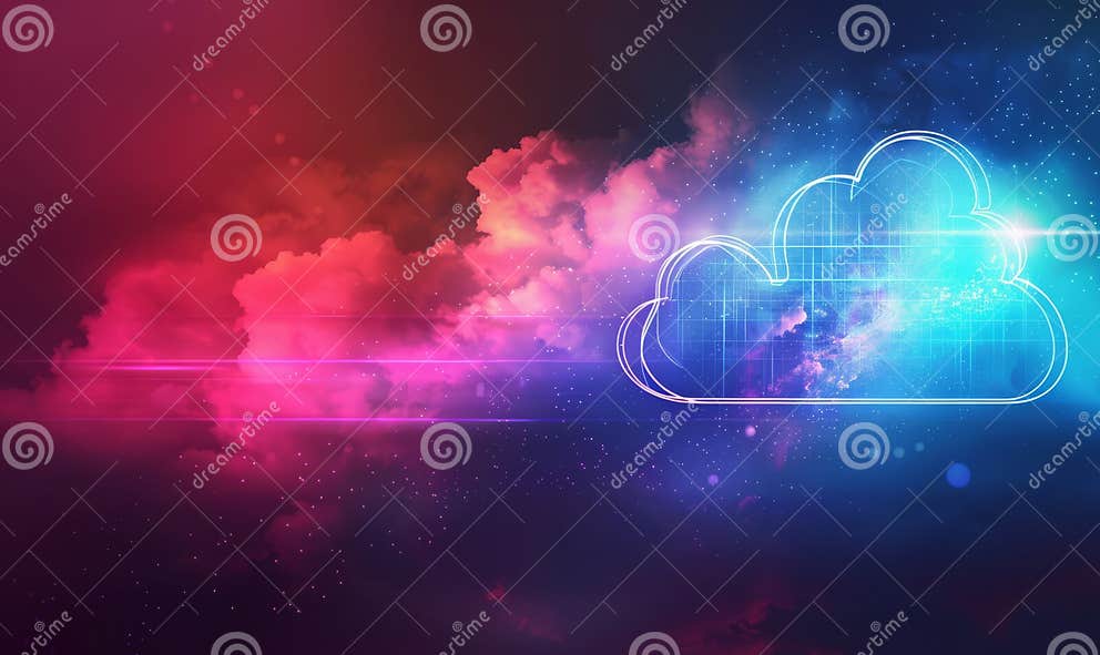 Futuristic Technology Concept, Cloud Computing Concept. Technological Interface and Clouds Stock ...