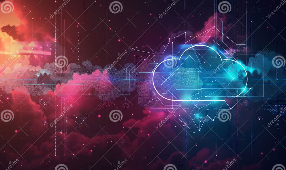 Futuristic Technology Concept, Cloud Computing Concept. Technological Interface and Clouds Stock ...