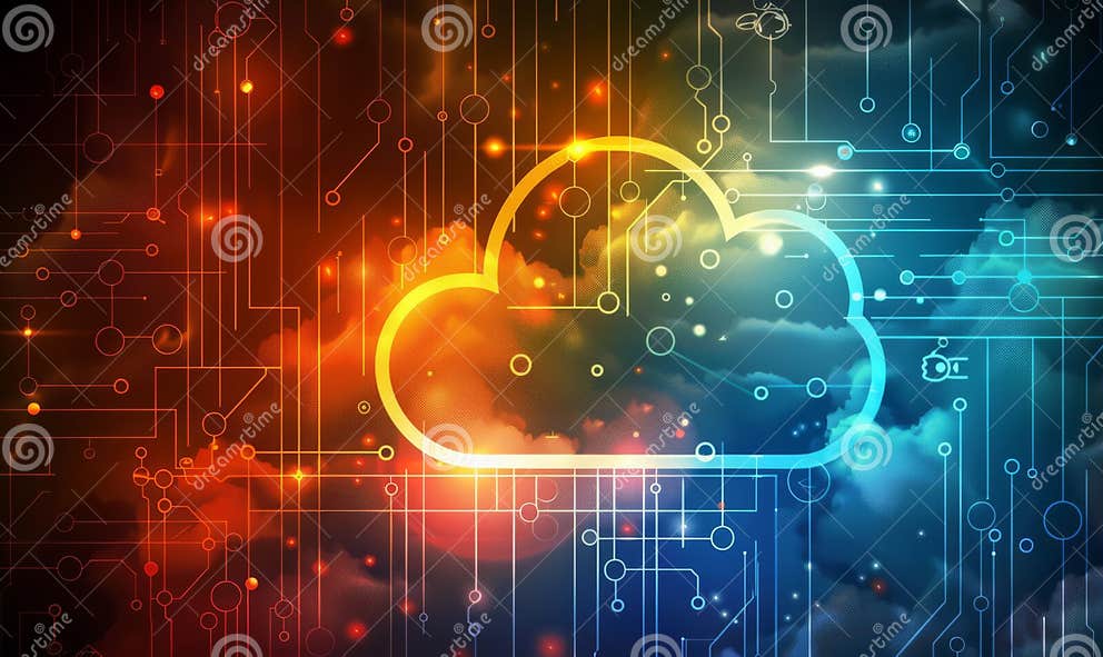 Futuristic Technology Concept, Cloud Computing Concept. Technological Interface and Clouds Stock ...