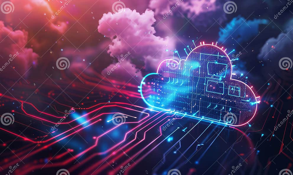 Futuristic Technology Concept, Cloud Computing Concept. Technological ...