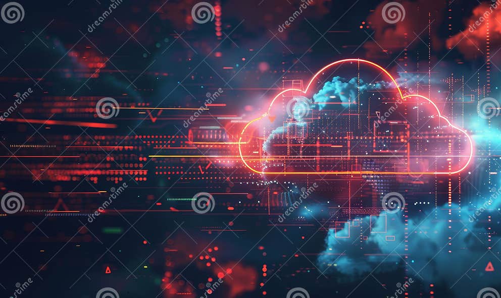 Futuristic Technology Concept, Cloud Computing Concept. Technological Interface and Clouds Stock ...