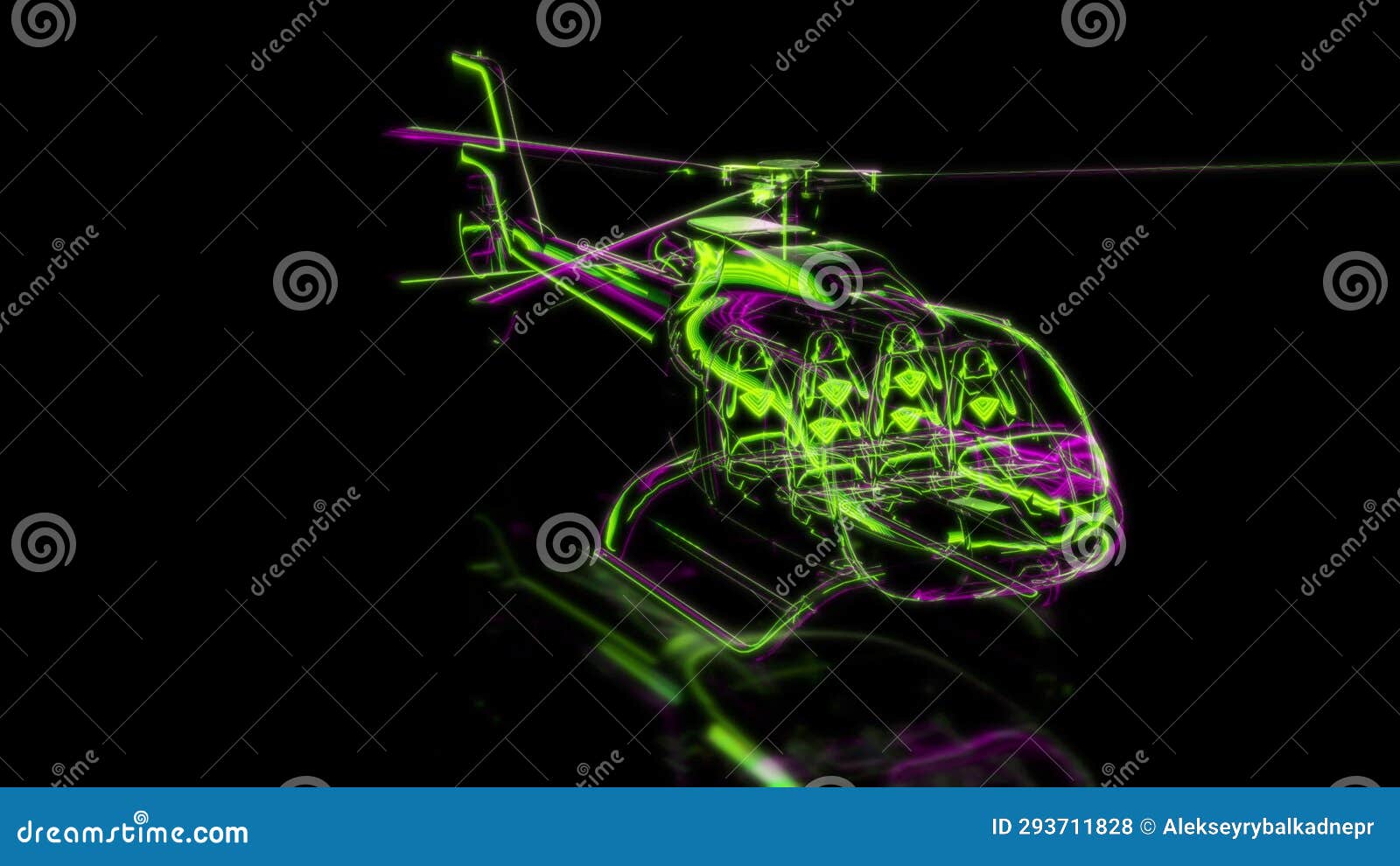 Render 3D Animation. Model Helicopter in Motion on a Black Background ...