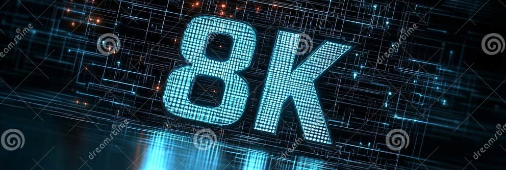 Futuristic Technology Concept Glowing 8K Resolution Symbol Projected on ...