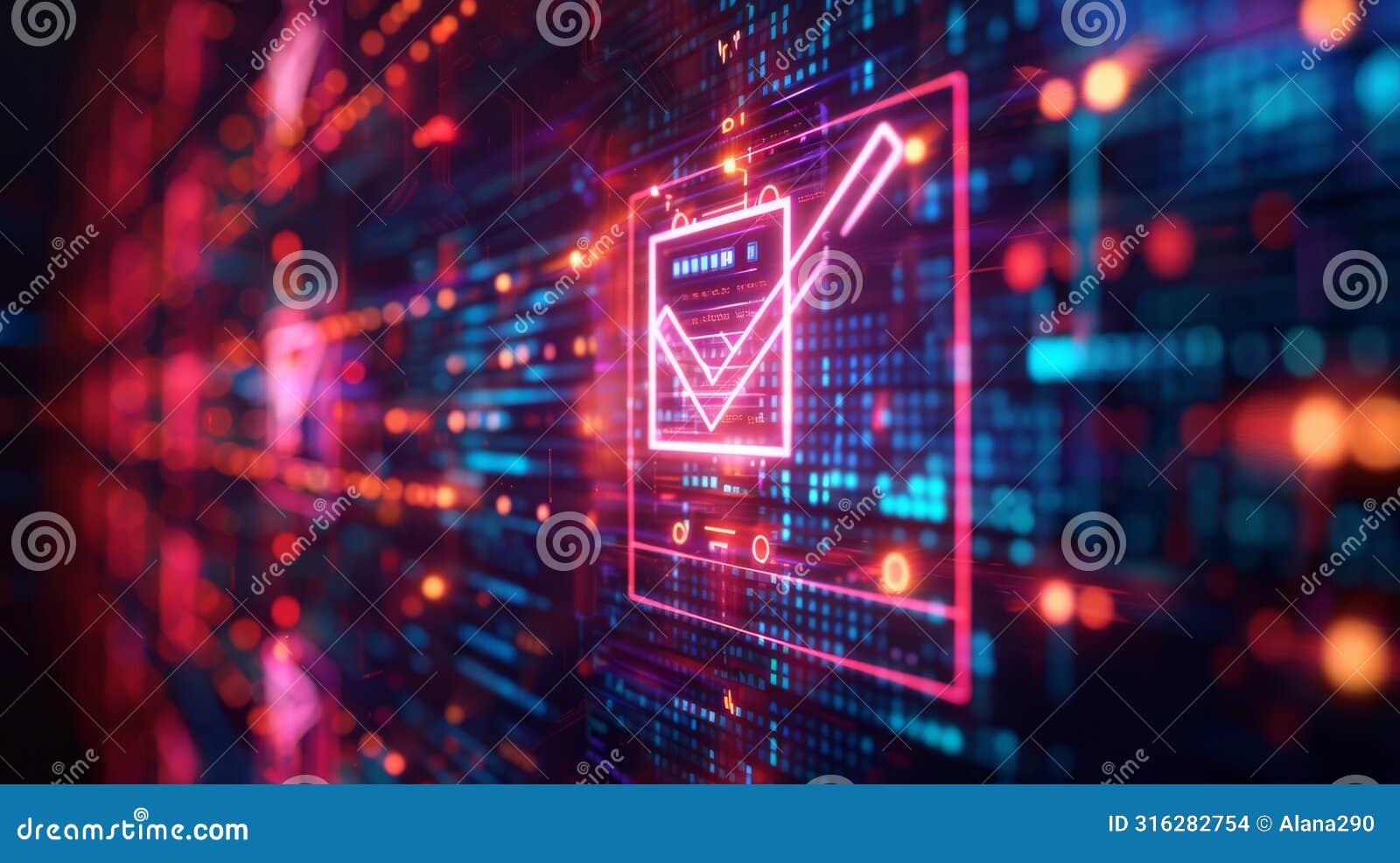 Futuristic Technology Concept. Technological Interface with Checked ...