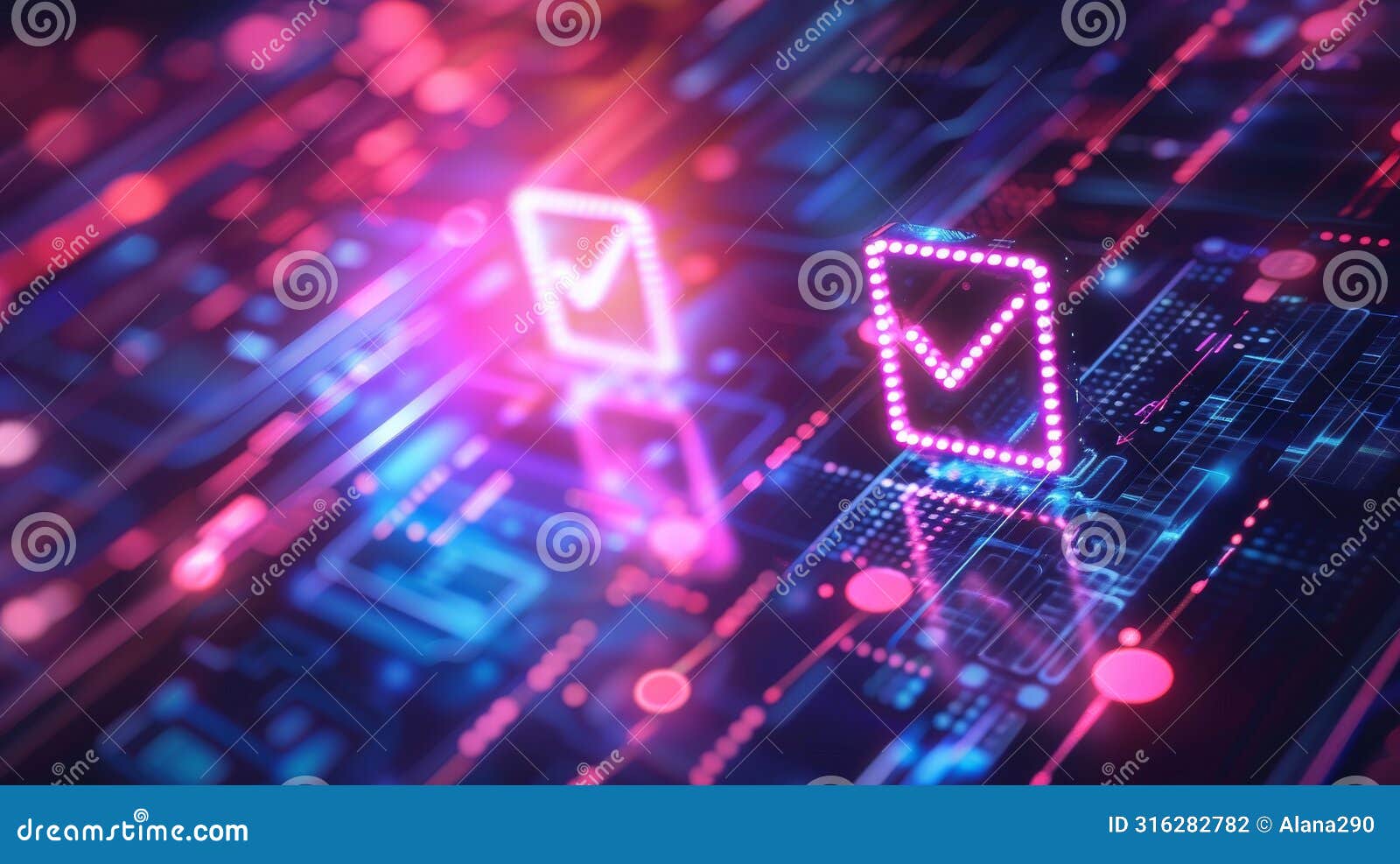 Futuristic Technology Concept. Technological Interface with Checked ...