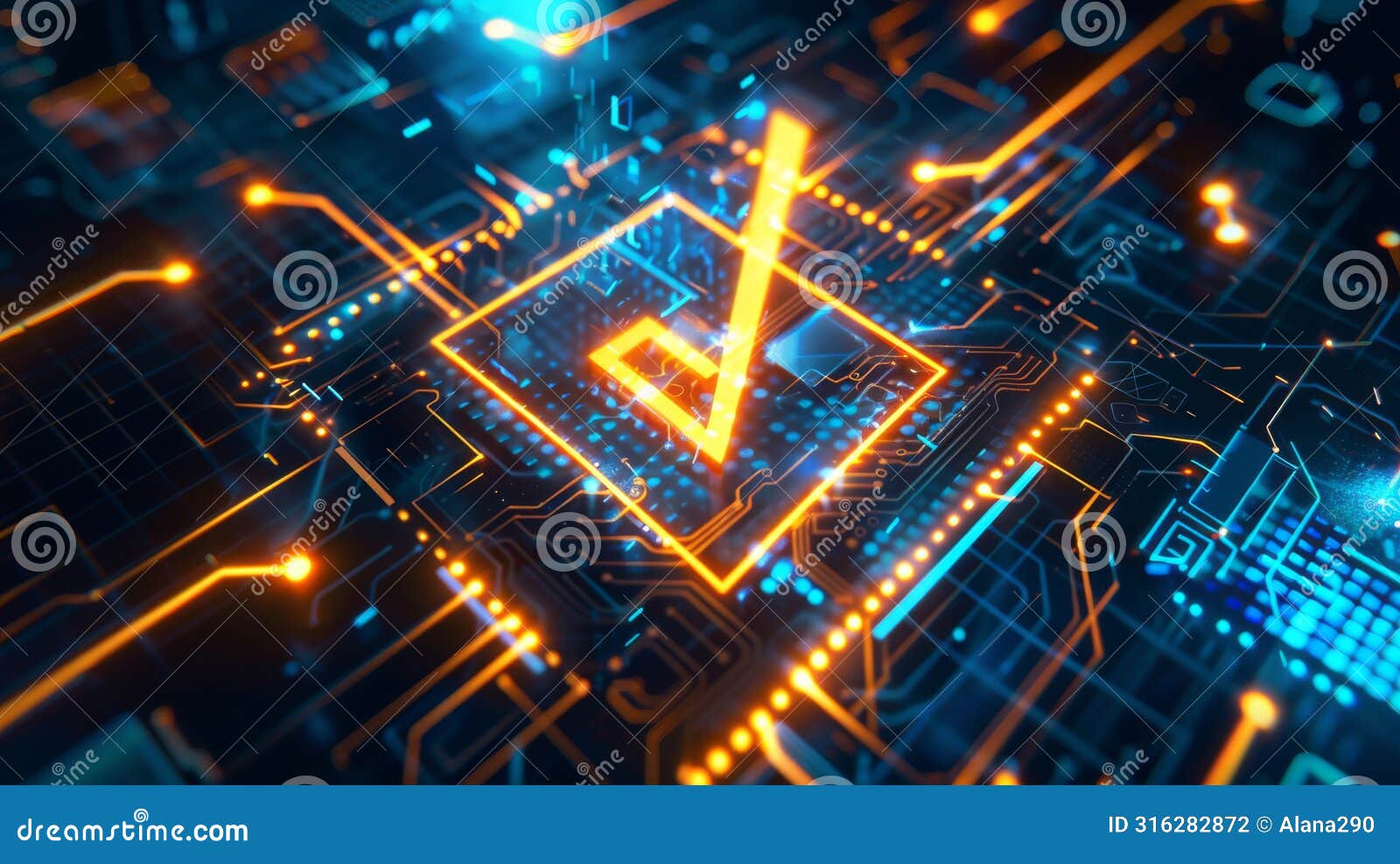 Futuristic Technology Concept. Technological Interface with Checked ...