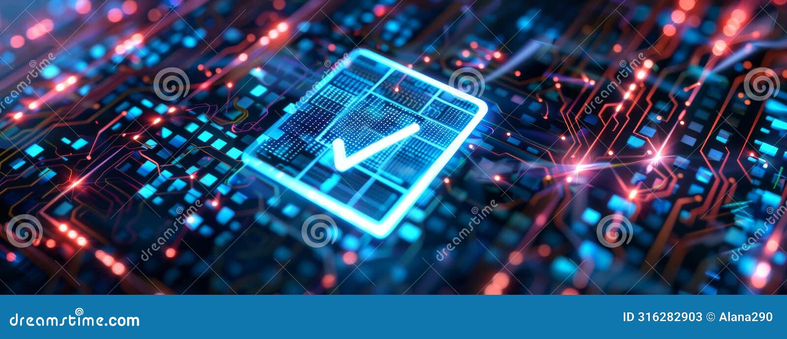 Futuristic Technology Concept. Technological Interface with Checked ...