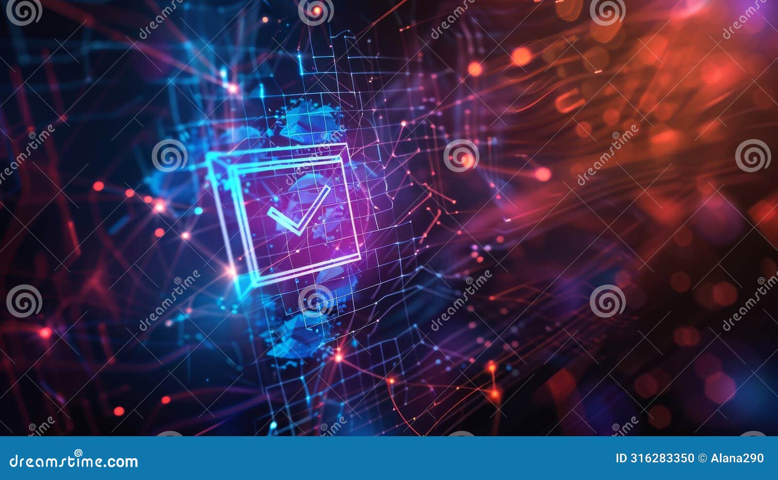 Futuristic Technology Concept. Technological Interface with Checked ...