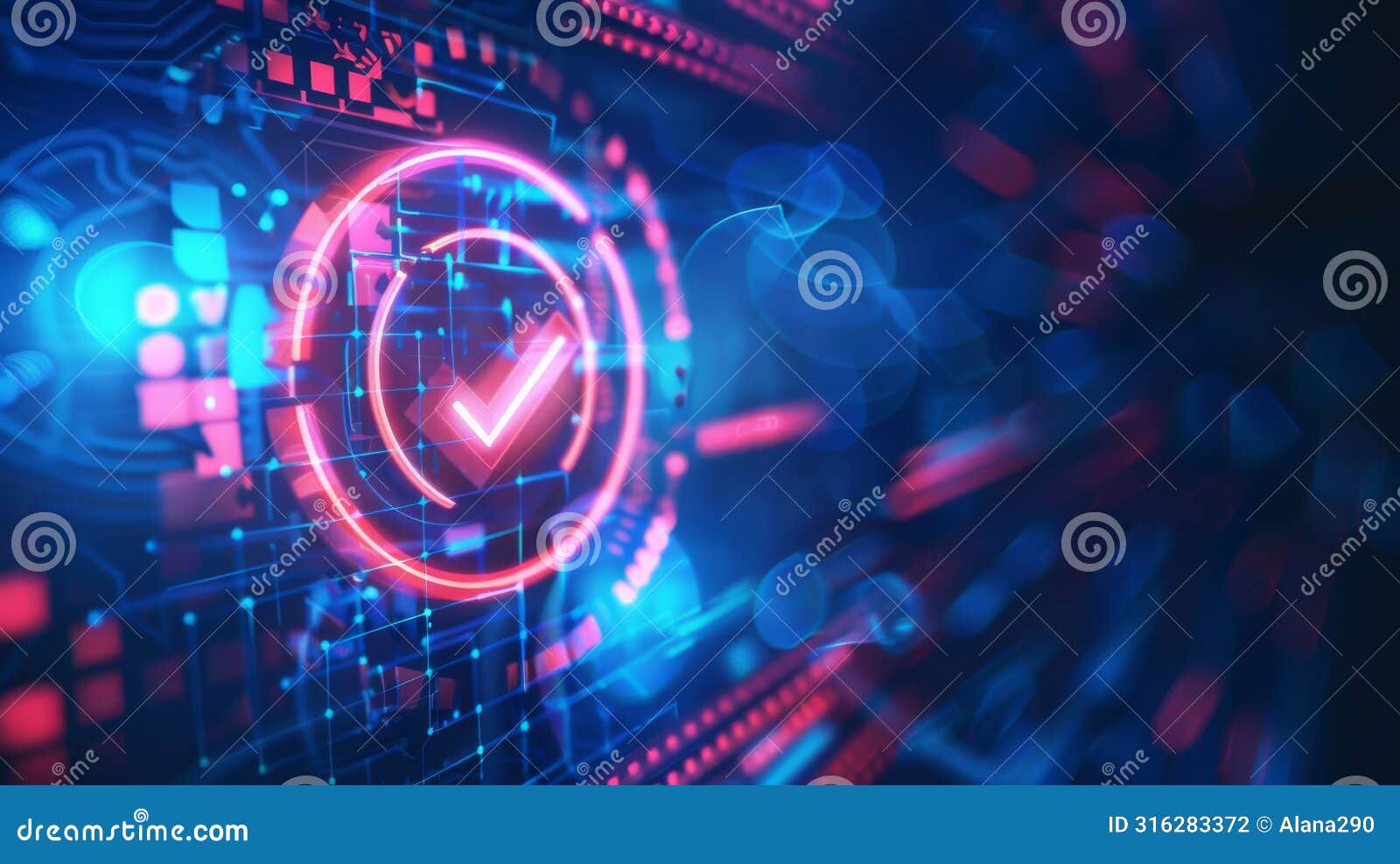 Futuristic Technology Concept. Technological Interface with Checked ...