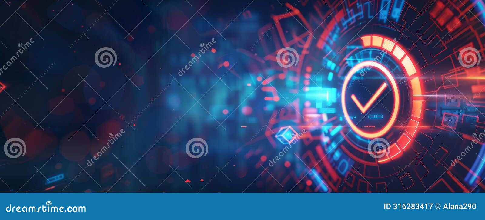 Futuristic Technology Concept. Technological Interface with Checked ...