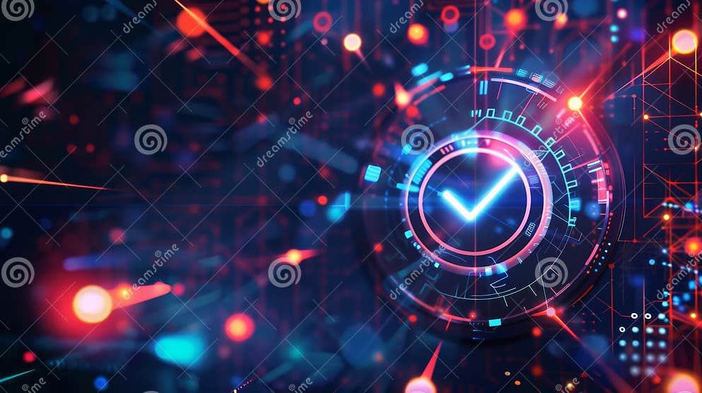 Futuristic Technology Concept. Technological Interface with Checked ...