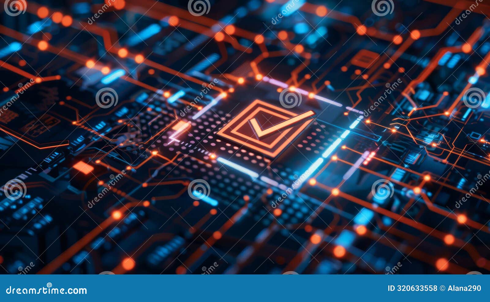 Futuristic Technology Concept. Technological Interface with Checked ...