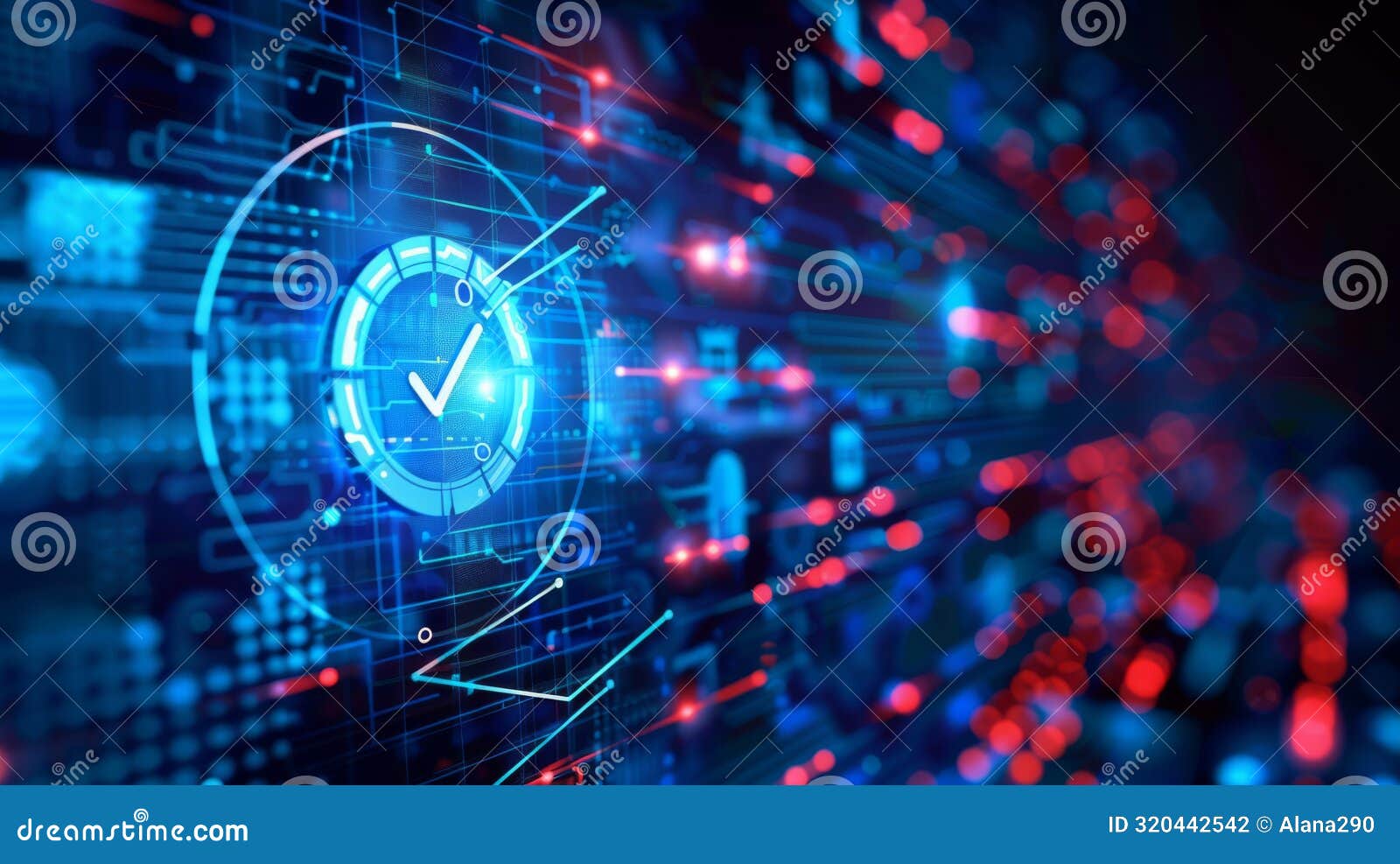 Futuristic Technology Concept. Technological Interface with Checked ...