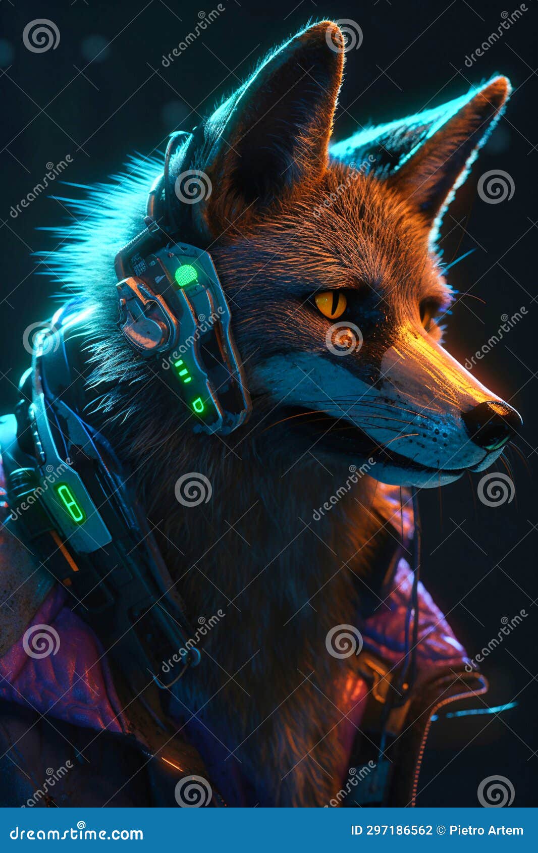 Futuristic Technology of Cyberpunk Fox Stock Photo - Image of logo ...