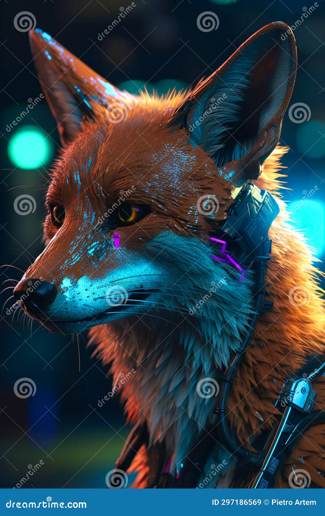Futuristic Technology of Cyberpunk Fox Stock Image - Image of future ...