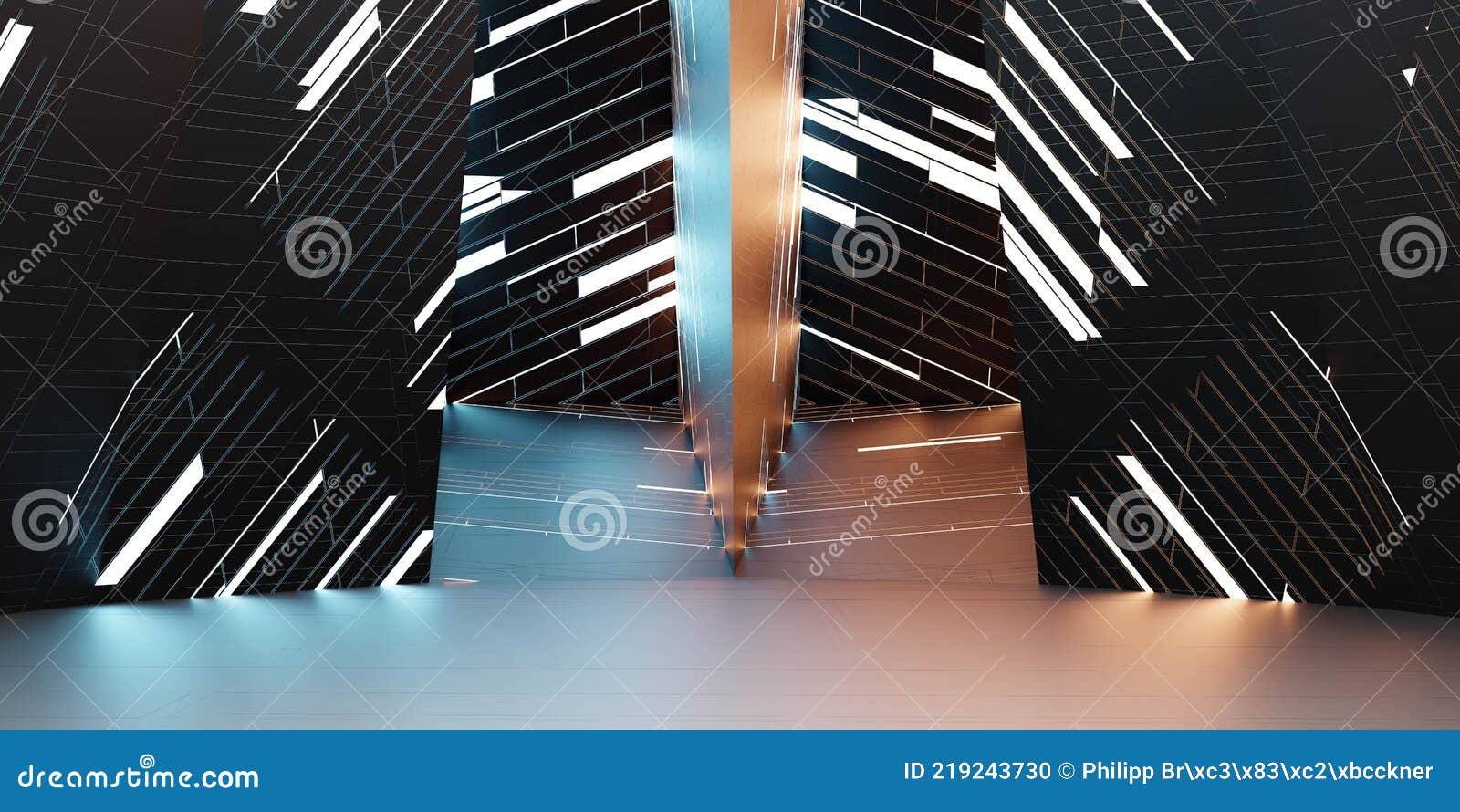 Futuristic Technology Design Studio Building Interior with Dark ...