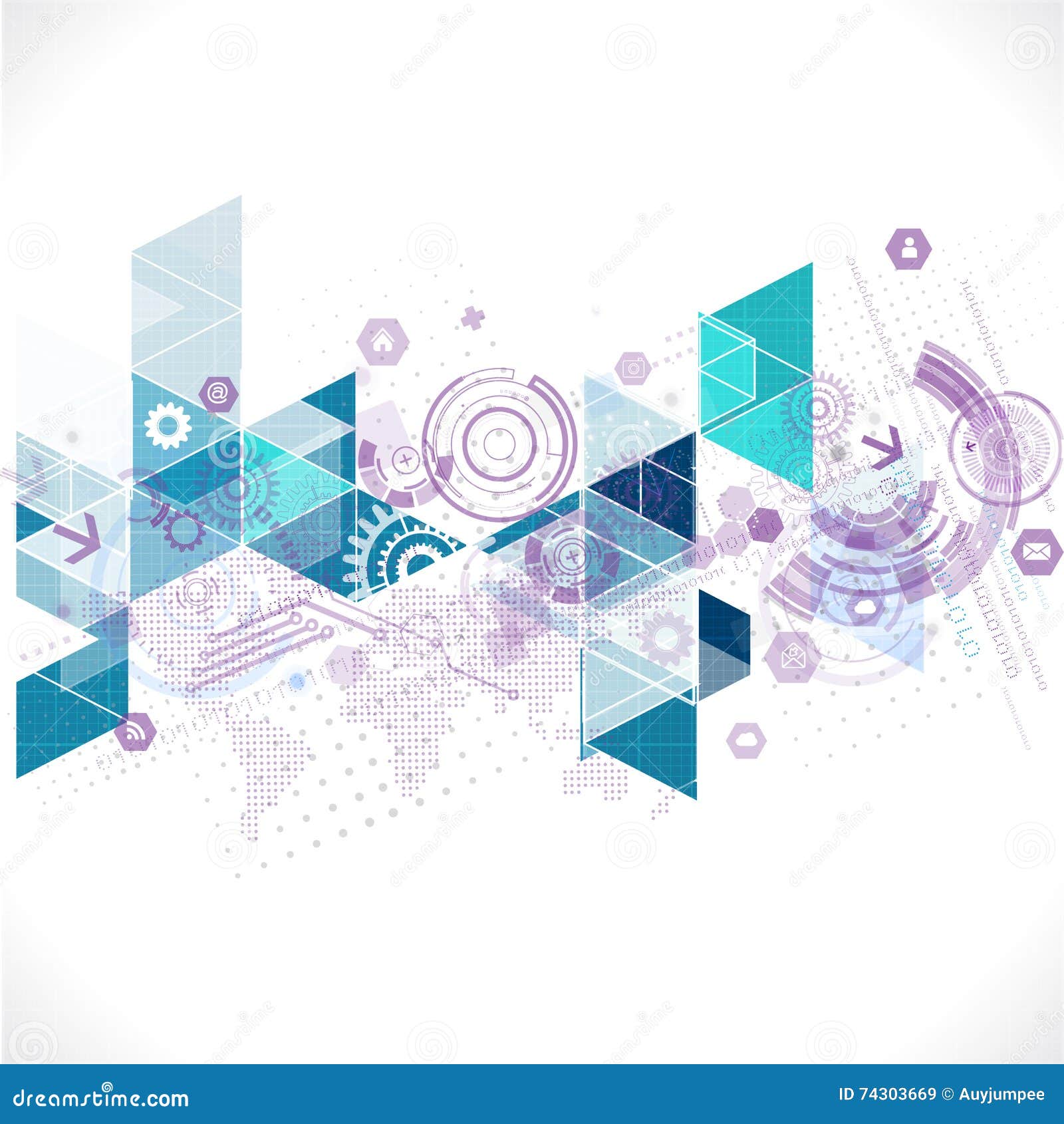 Futuristic Technology with Digital and Gear Element Concept Stock ...