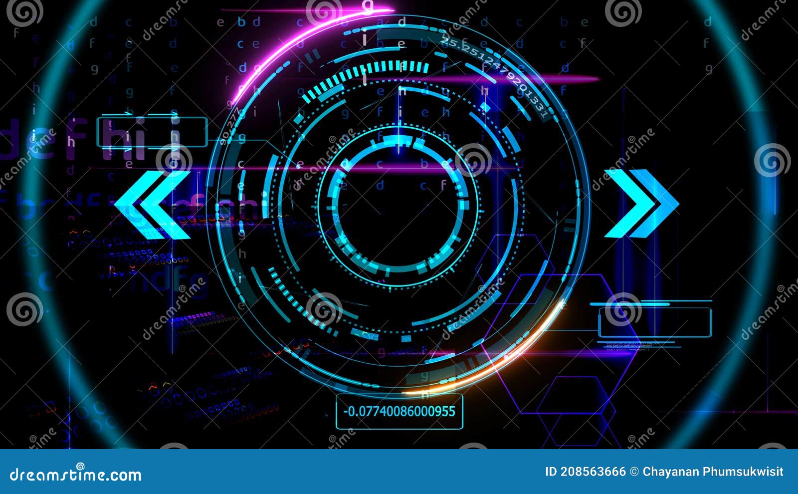 Futuristic Technology Digital Holographic Element Laser Glow Effect ...