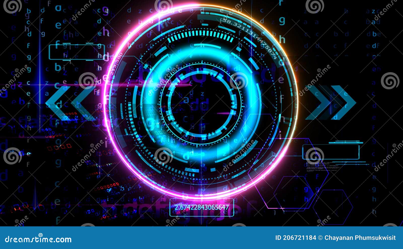 Futuristic Technology Digital Holographic Matrix Element Laser Glow ...