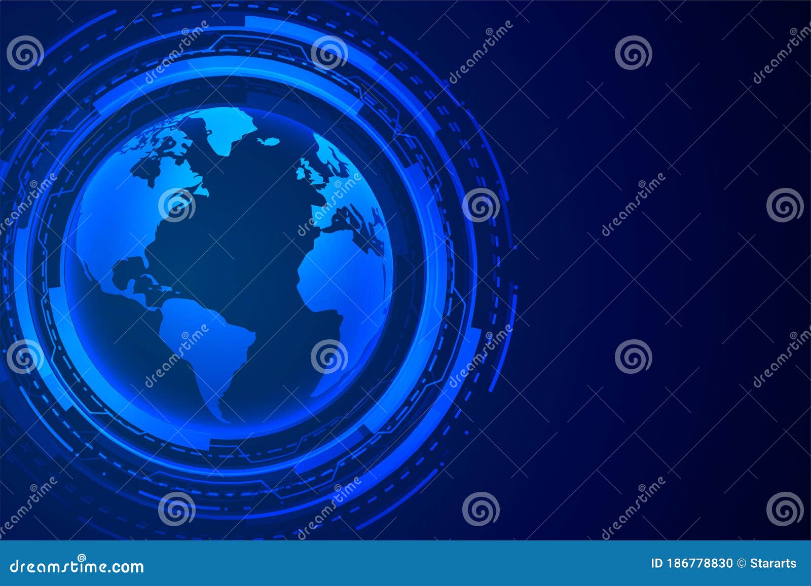 Futuristic Technology Earth Blue Digital Background Design Stock ...