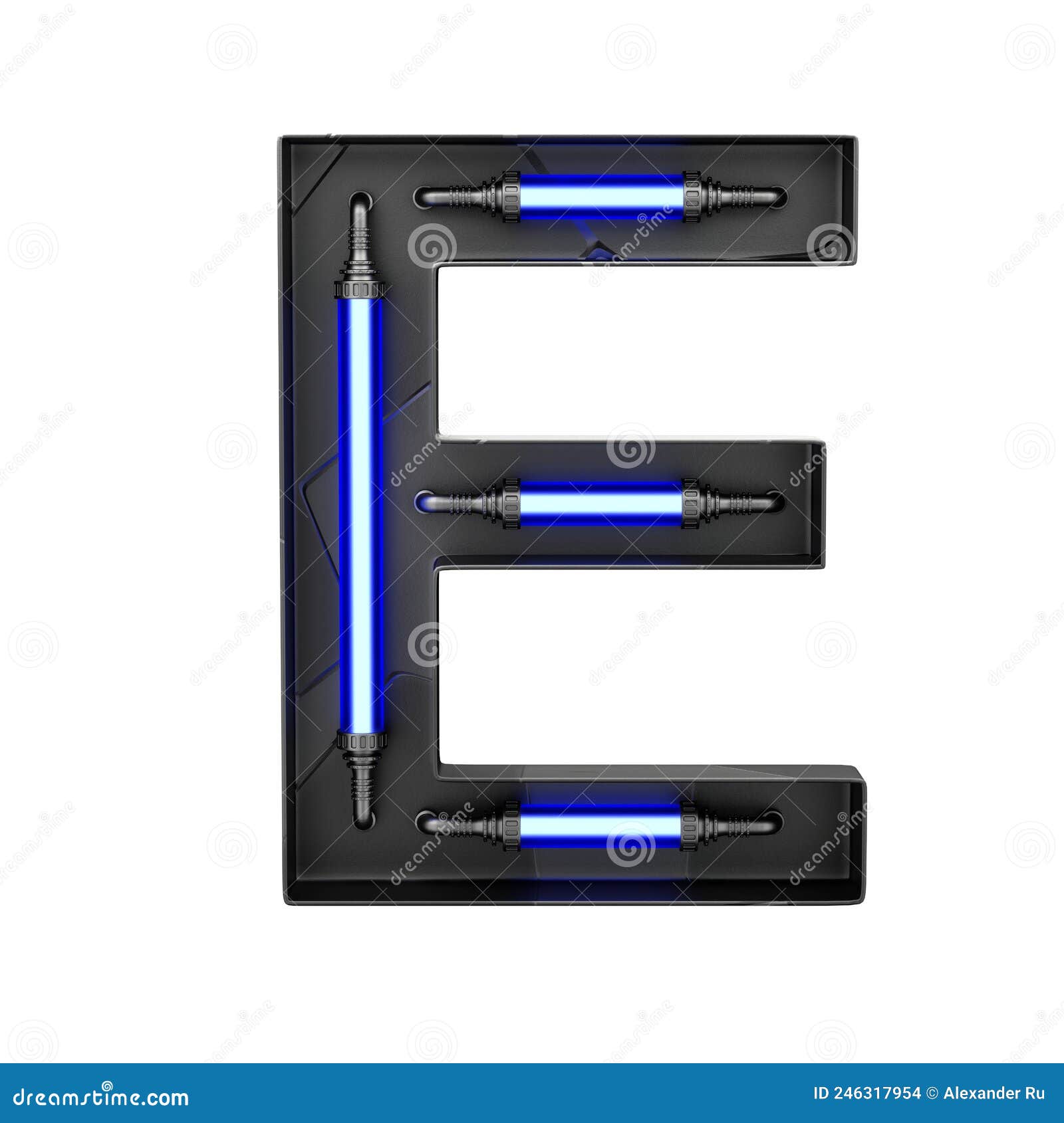 Futuristic Technology Font. Letter E. 3d Render Stock Illustration ...