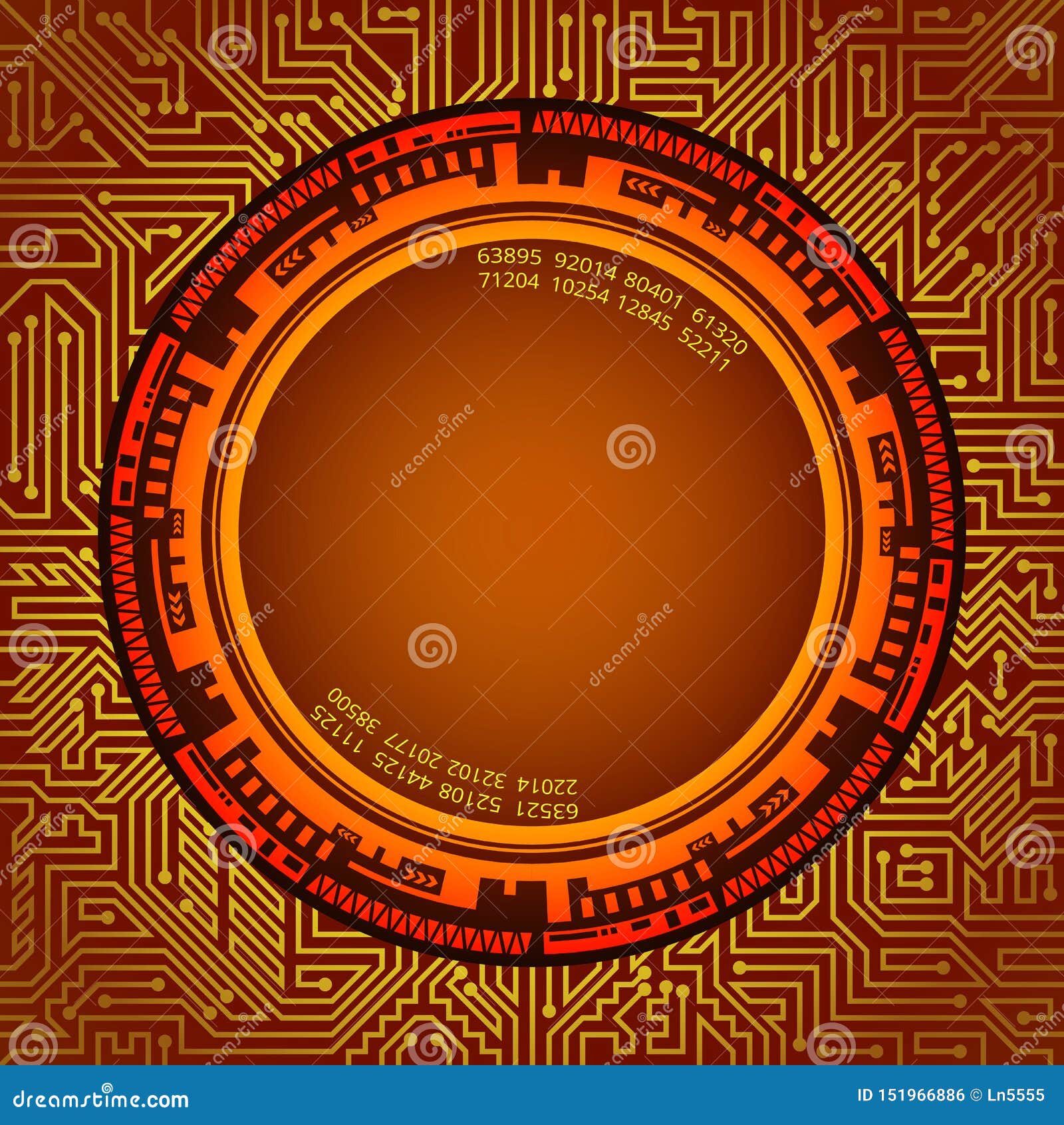 Futuristic Technology Frame of Golden, Red, and Orange Shades. Digital ...