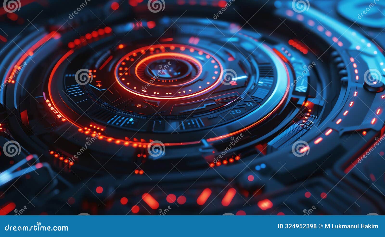 Futuristic Technology. Glowing Red and Blue Circular Design, Perfect ...