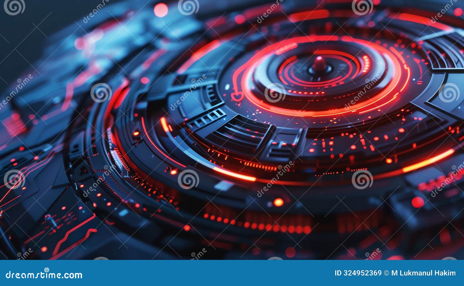 Futuristic Technology. Glowing Red Core of Advanced Machine or Engine ...