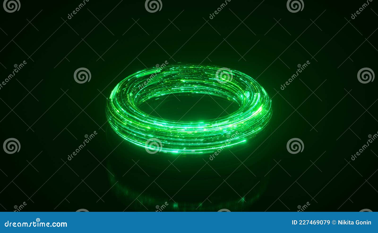 Futuristic Technology Green Torus Object 3D Render Stock Illustration ...