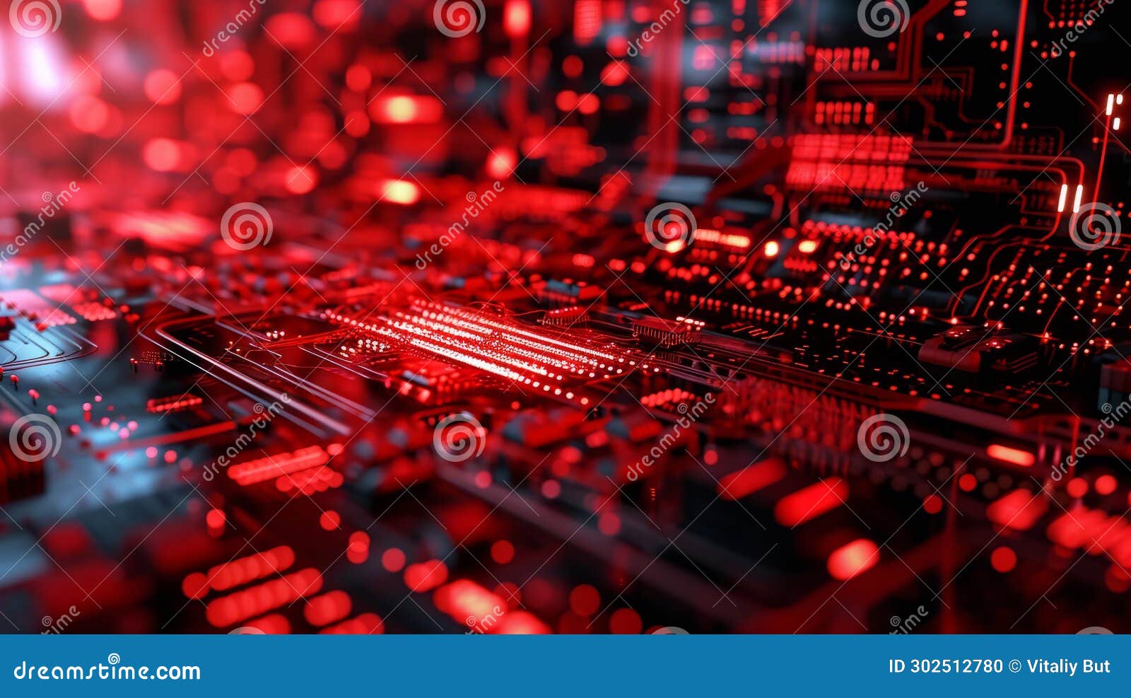 Futuristic Technology Innovation Red 3D Background. AI Stock ...