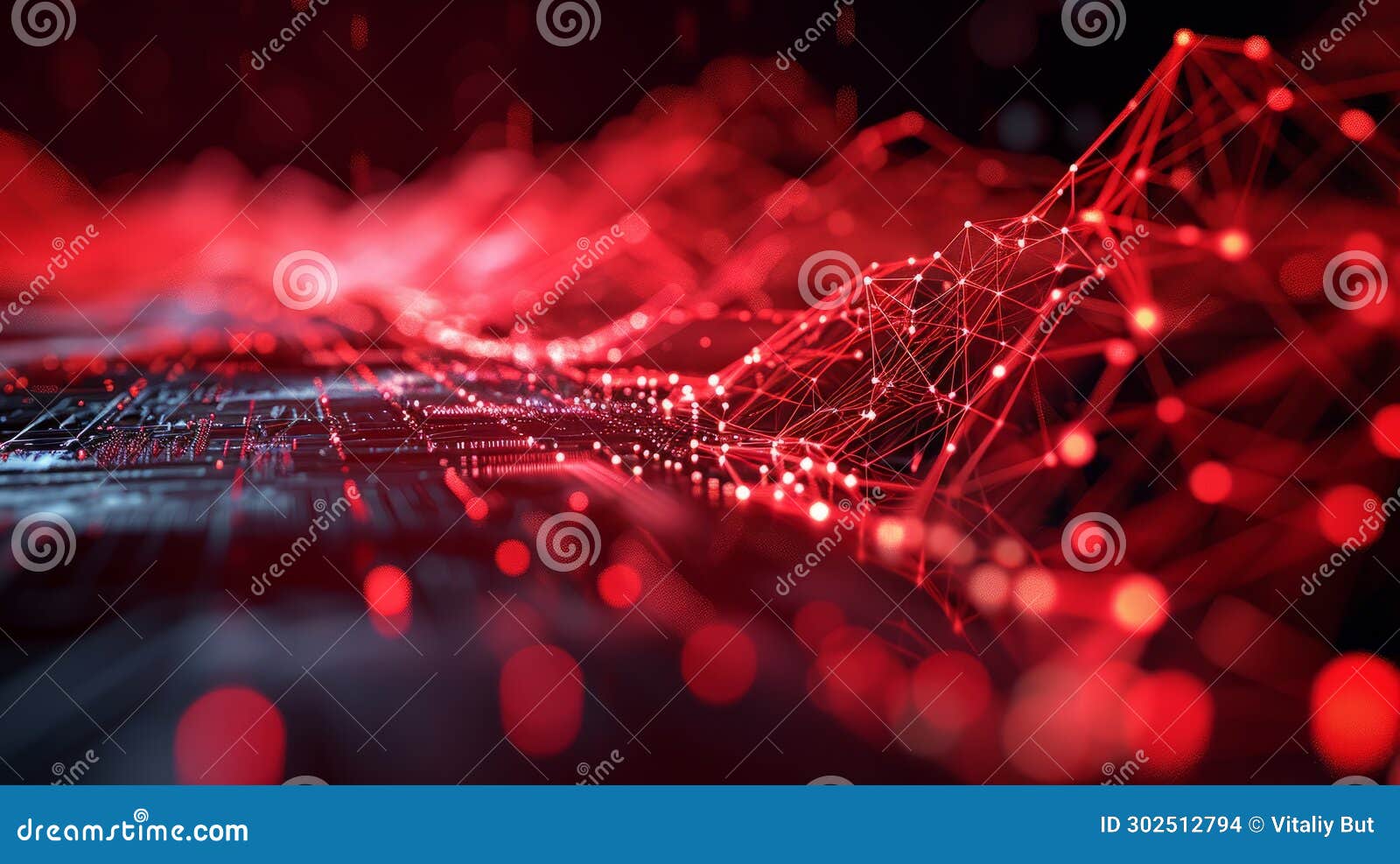 Futuristic Technology Innovation Red 3D Background. AI Stock ...