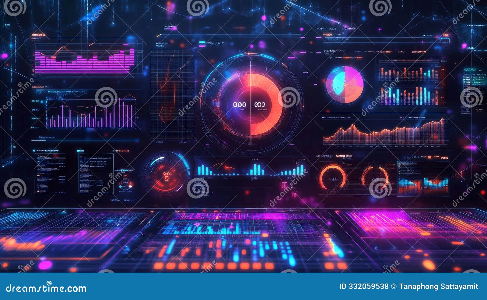 Futuristic Technology Interface with Data Visualization and Charts a Digital Interface ...