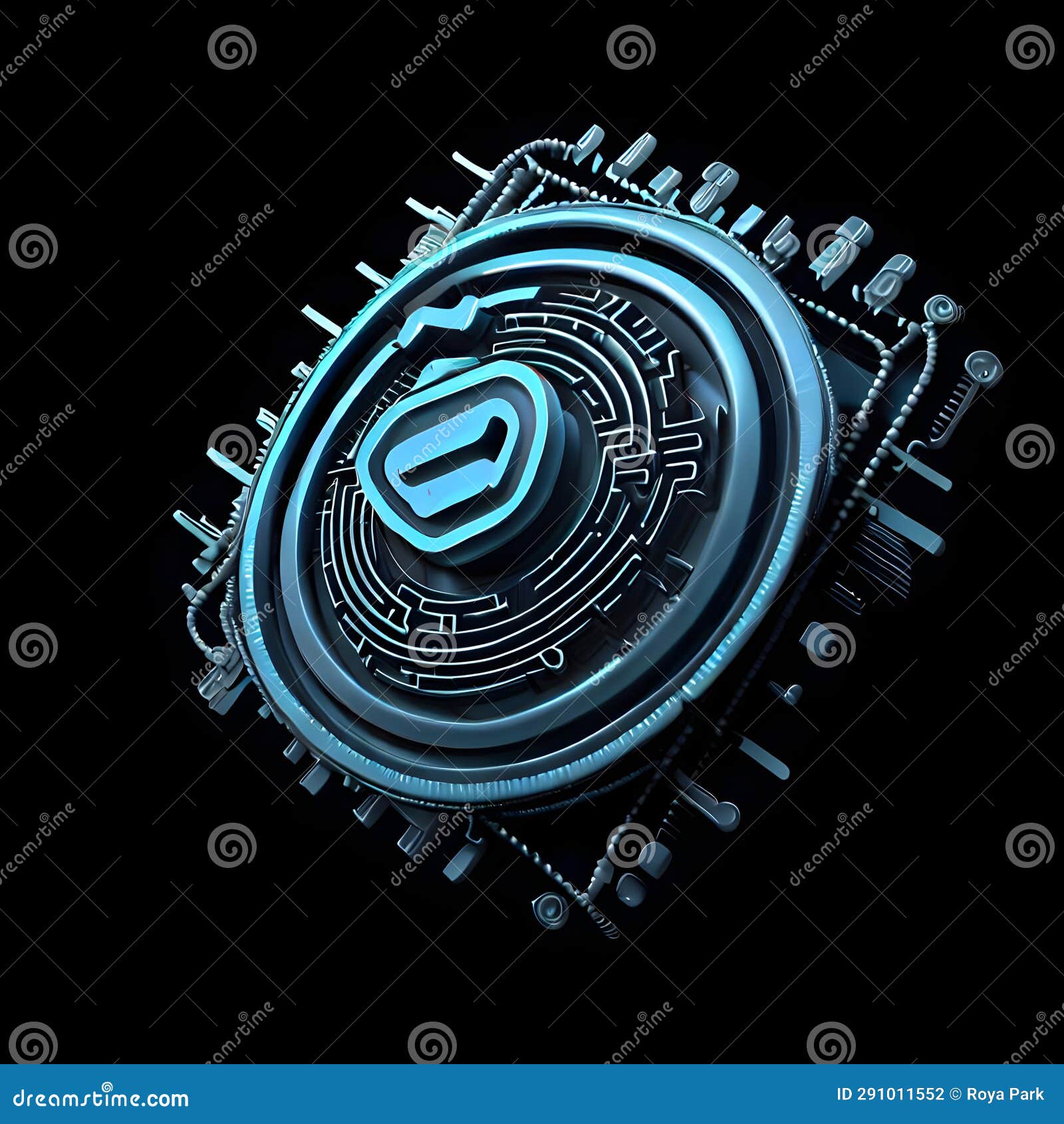Futuristic Technology Logo in Blue Color Stock Illustration ...