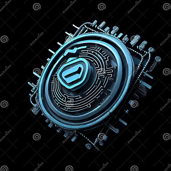 Futuristic Technology Logo in Blue Color Stock Illustration ...