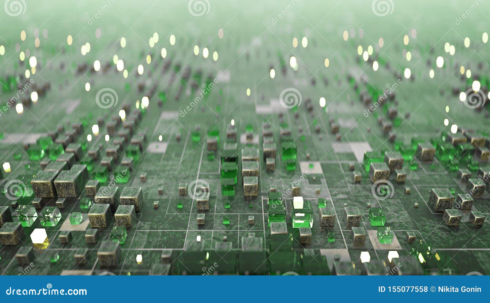 Futuristic Technology Matrix of Cubes 3D Render Illustration Stock ...