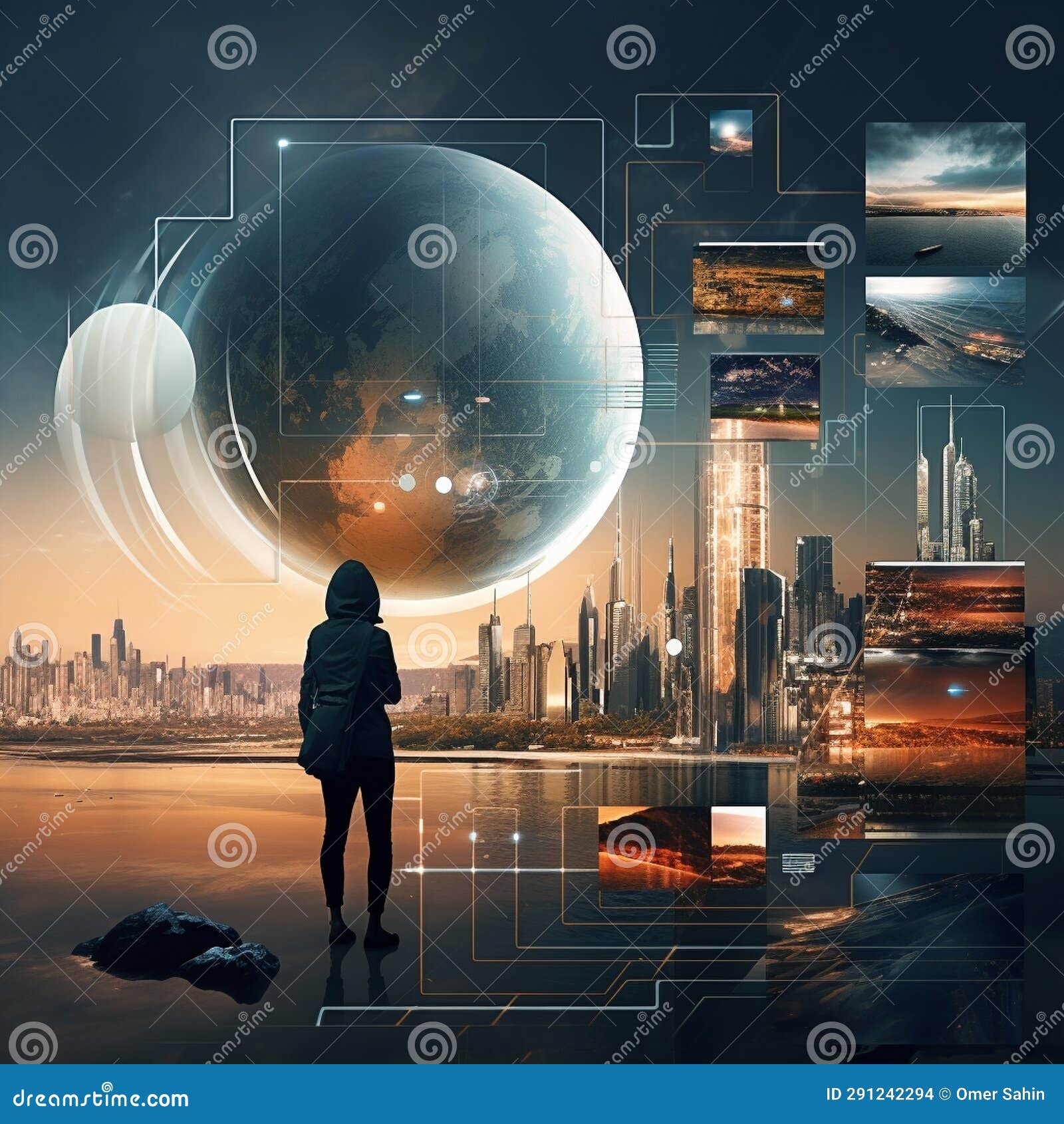 Futuristic Technology Moodboard Stock Illustration - Illustration of ...