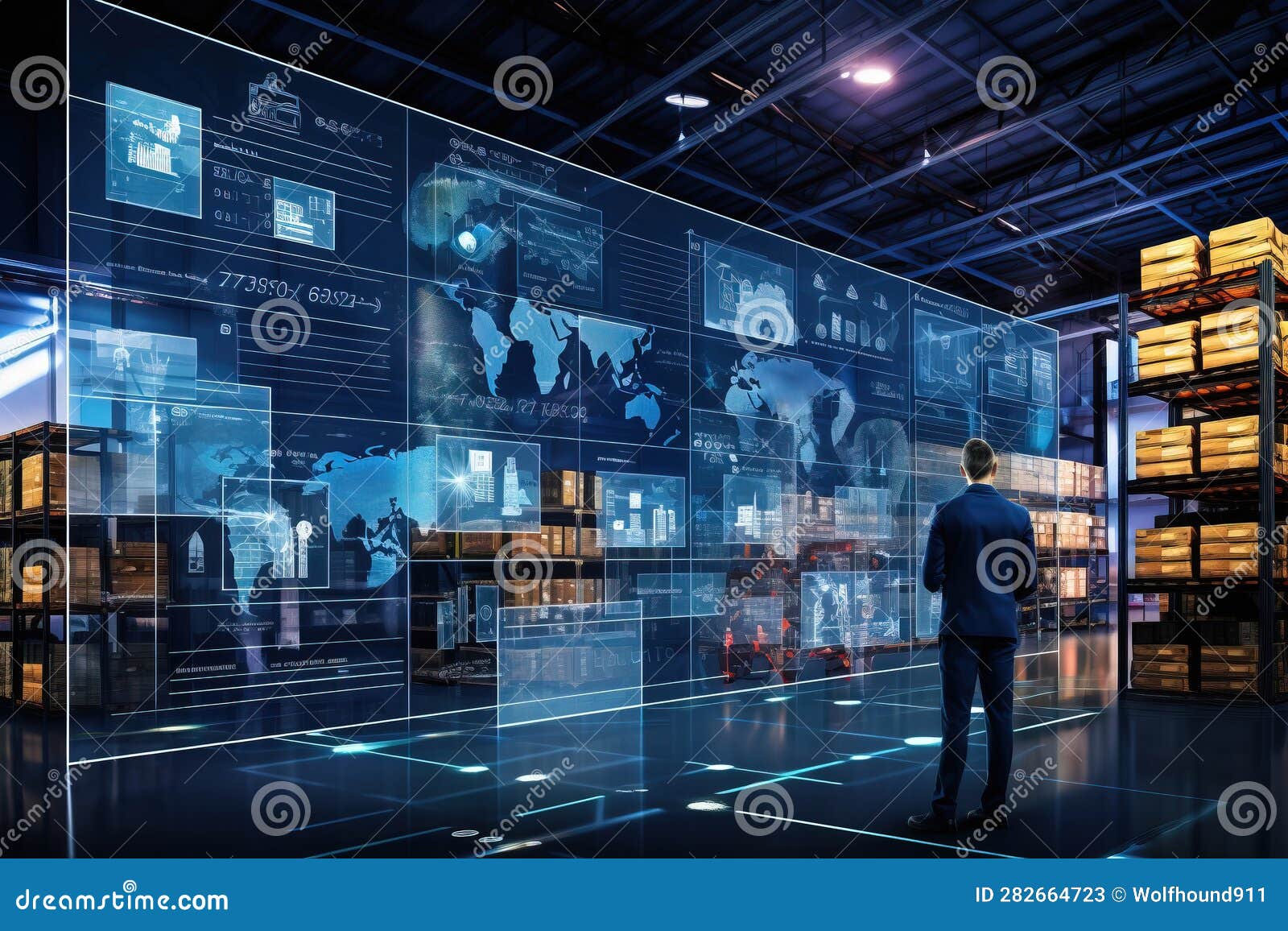 Futuristic Technology Retail Warehouse Digitalization. Generative AI ...