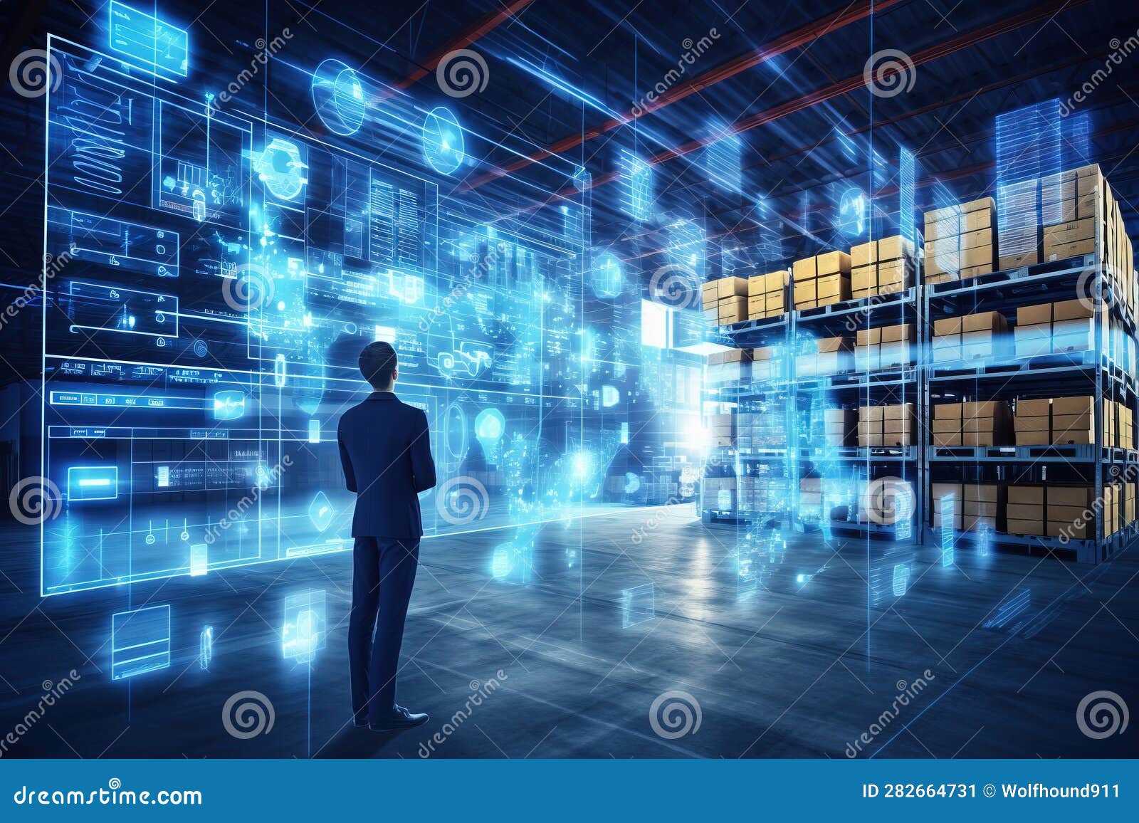 Futuristic Technology Retail Warehouse Digitalization. Generative AI ...