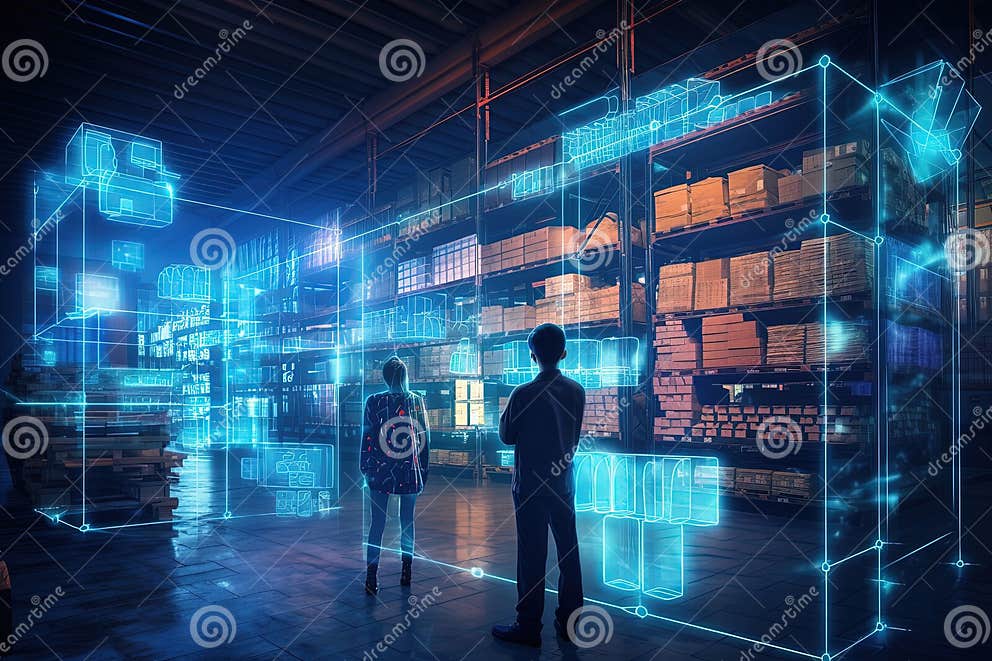 Futuristic Technology Retail Warehouse. Digitalization and ...