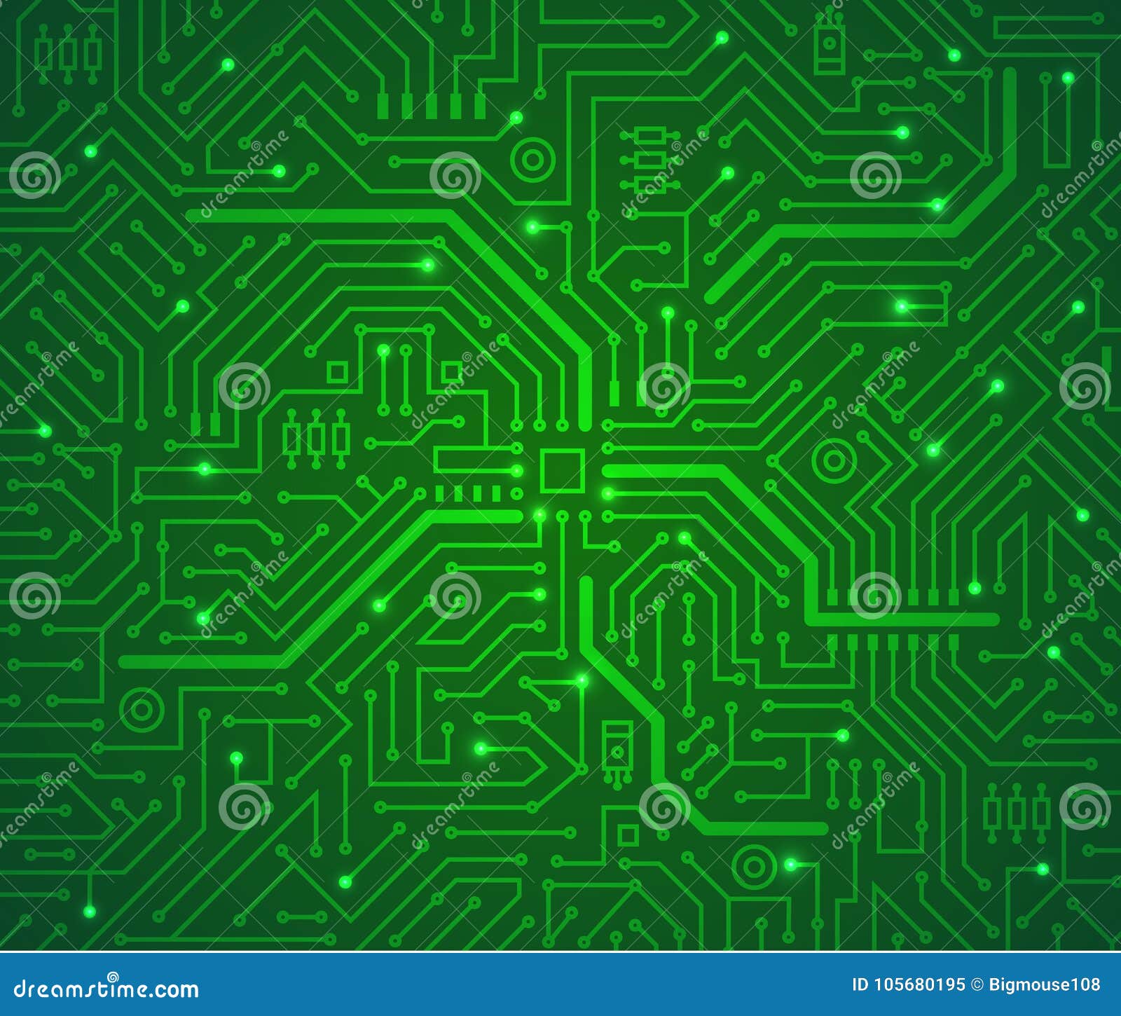 Futuristic Technology Scheme Green Background. Vector Stock Vector ...