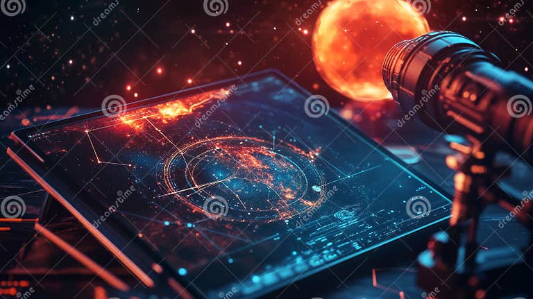 Futuristic Technology and Space Exploration Concept a Digital Screen Displays a Futuristic ...