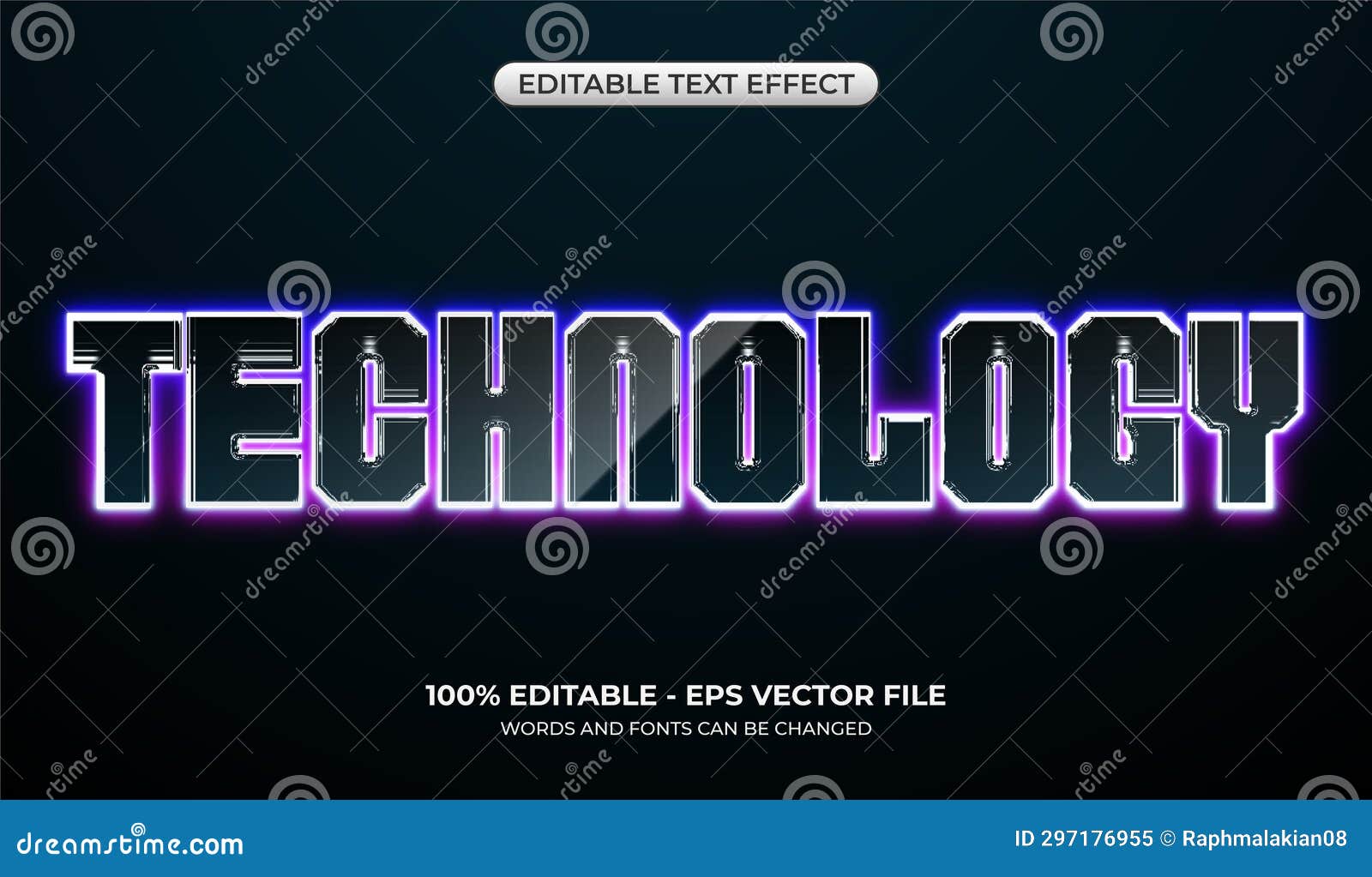 Futuristic Technology Text Effect. Editable Glowing Neon Text Effect ...