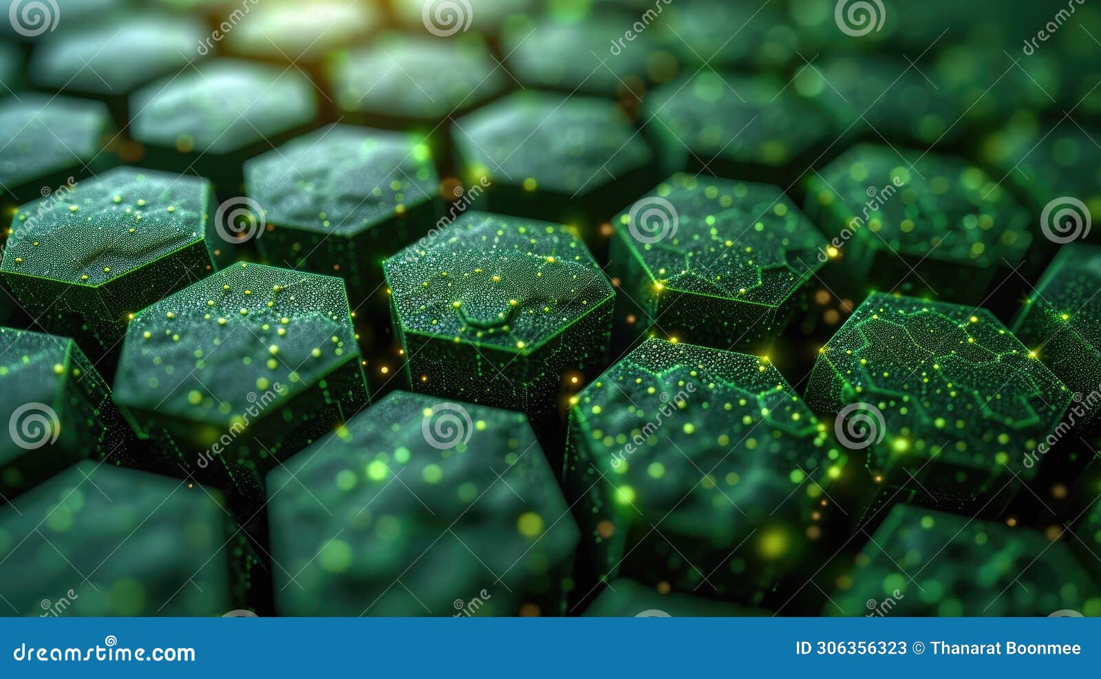 Futuristic Technology Unveiled in an Abstract Green Hexagonal ...