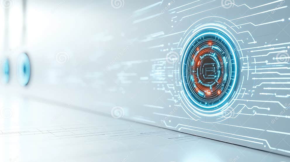 Futuristic Technology Wall Design with Glowing Circuits and Digital ...