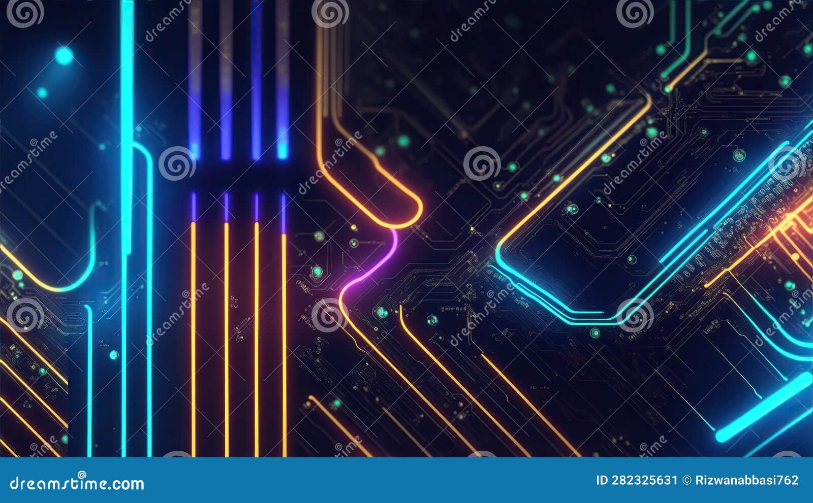 Futuristic Technology Wallpaper with Digital Waves and Circuit Board ...